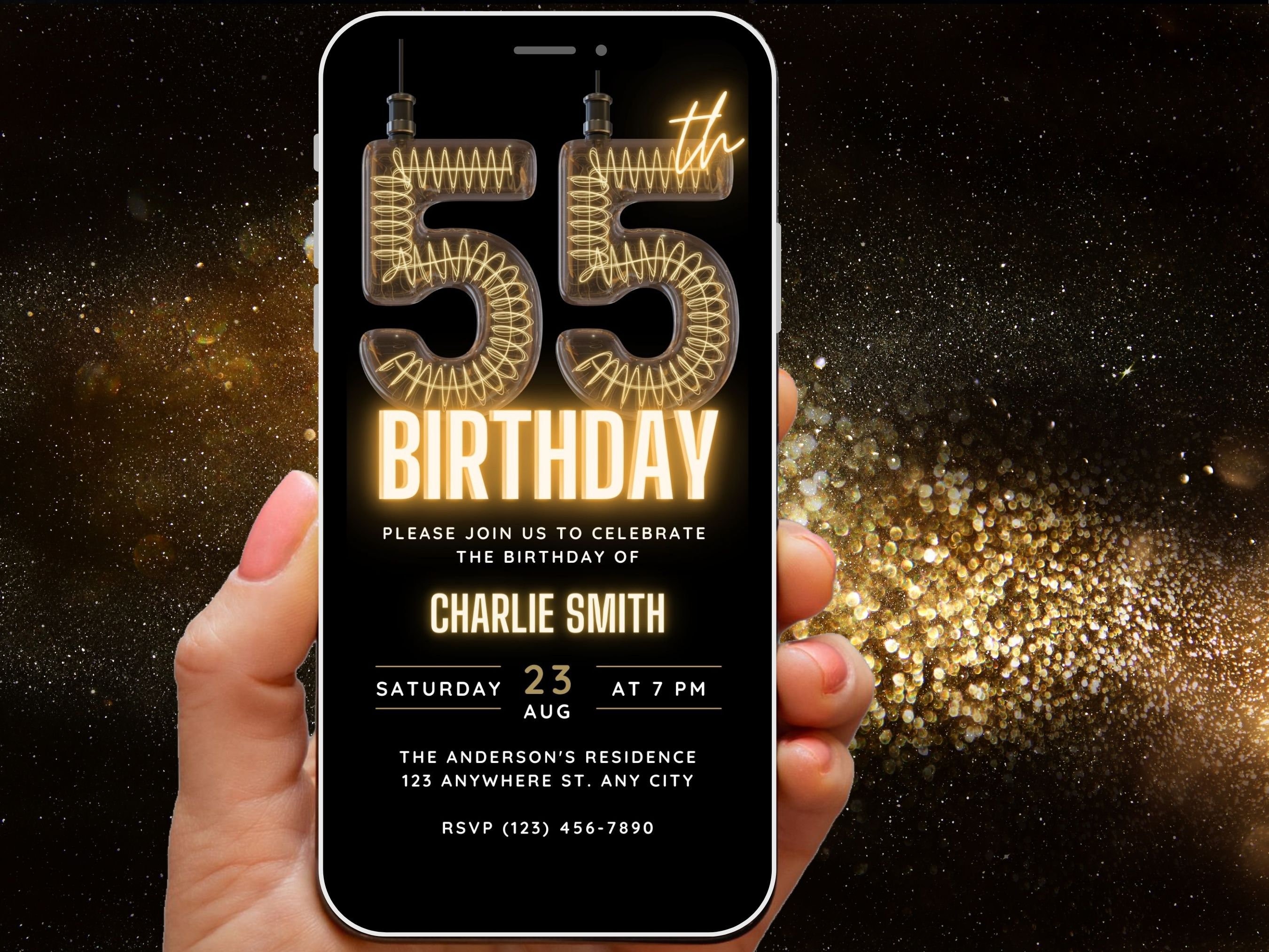 55th Birthday Invitation for Men Digital Invitation 55th - Etsy