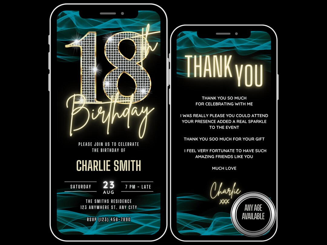 18th Birthday Invitation, Animated 18th Party Invitation Template ...