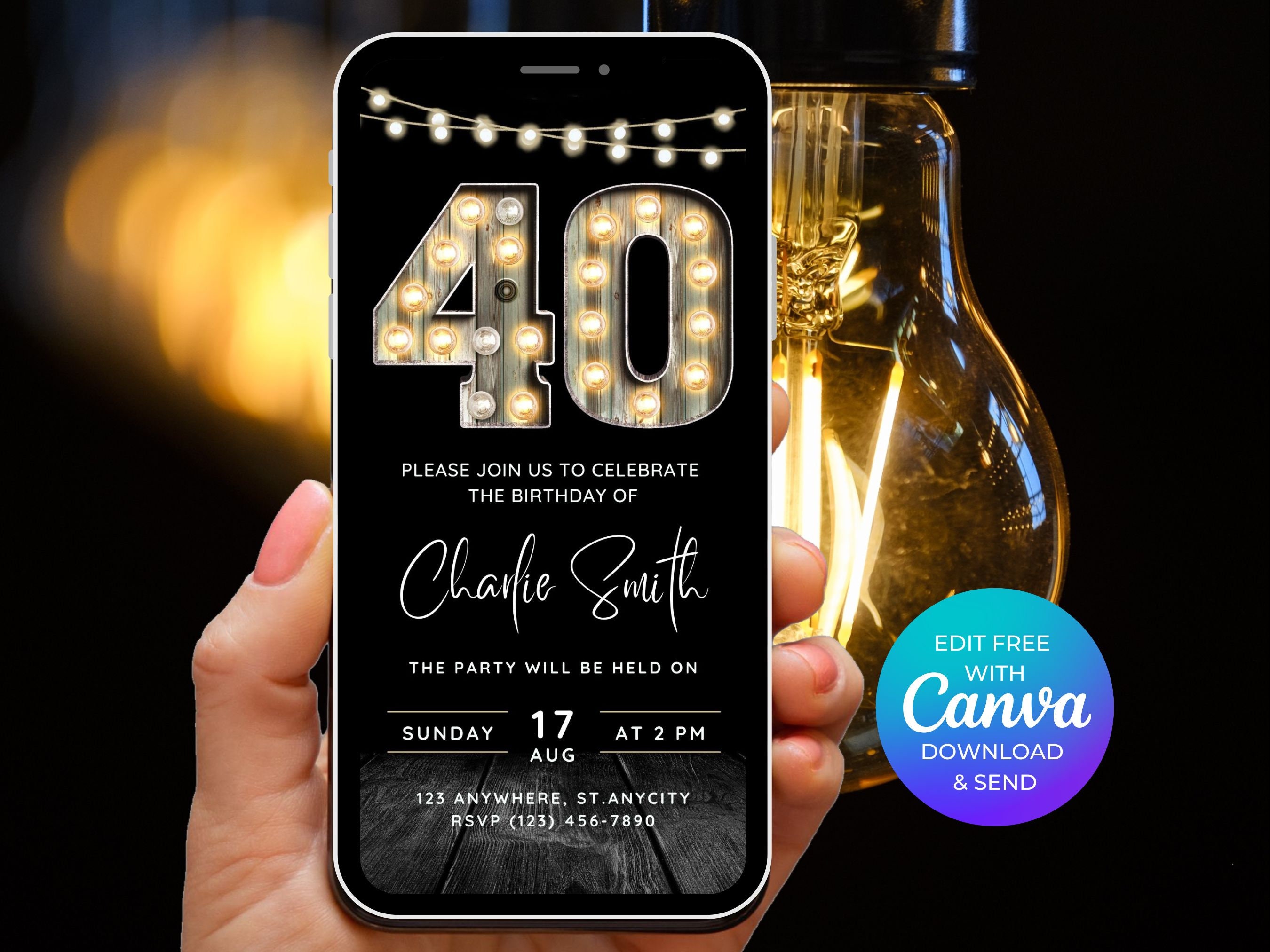 40th Birthday Party Invitation for Men Forty Invite for - Etsy Australia