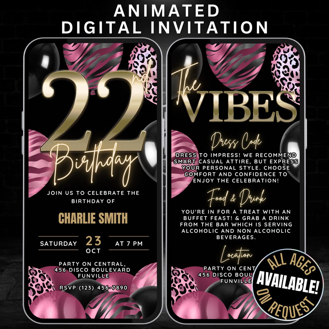 Digital 22nd Birthday Invitation Itinerary Template, Wild Themed ...