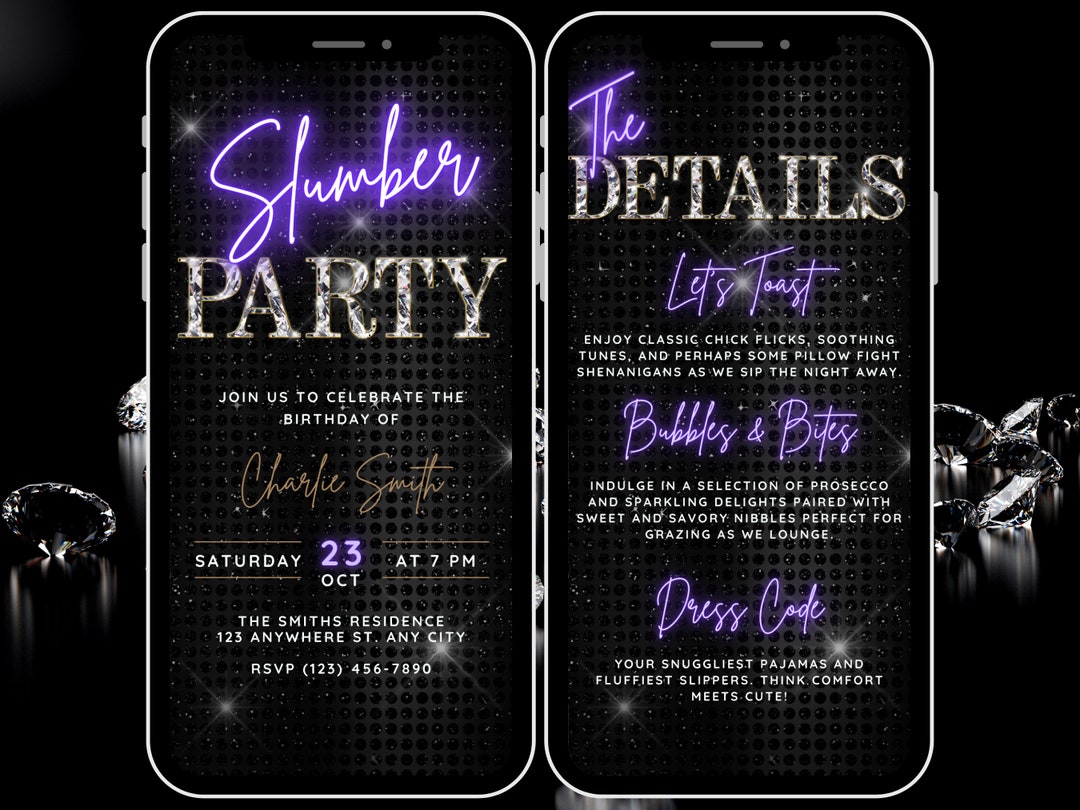 Editable Slumber Party Invitation, Digital Pajama Party Birthday ...