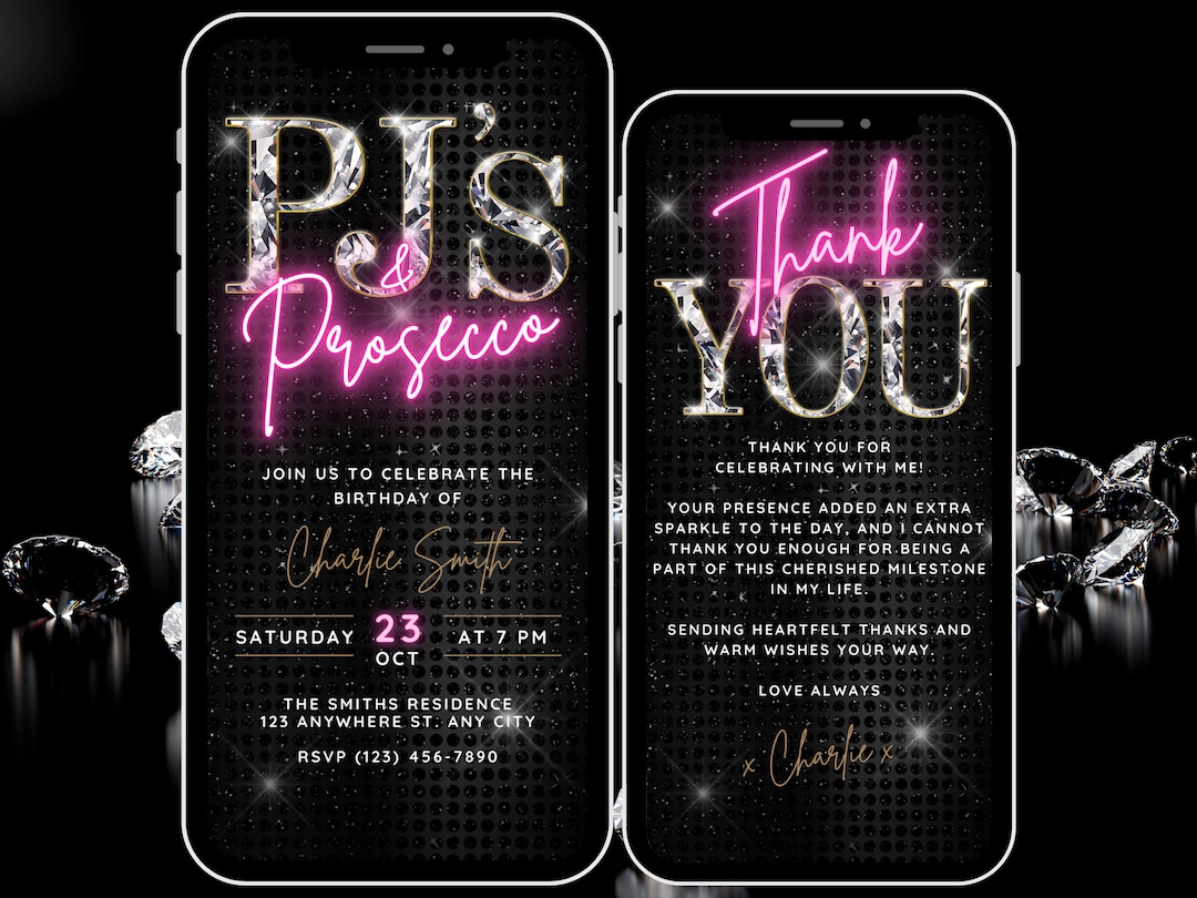 Adult Pjs & Prosecco Party Invitation, Digital Pajama Party Birthday ...