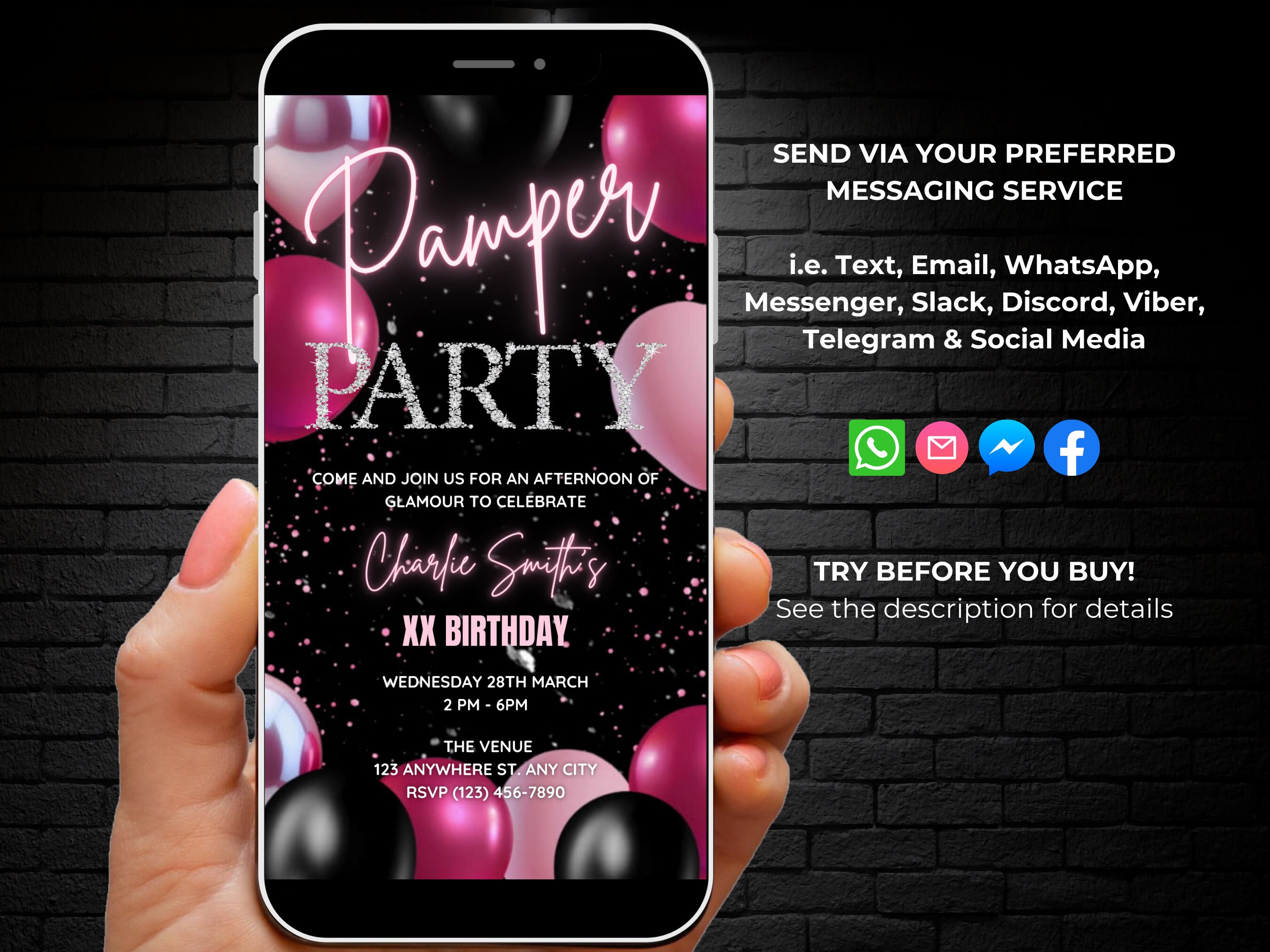 Animated Blush Pamper Party Invitation for Girls, Pink Birthday Pamper ...