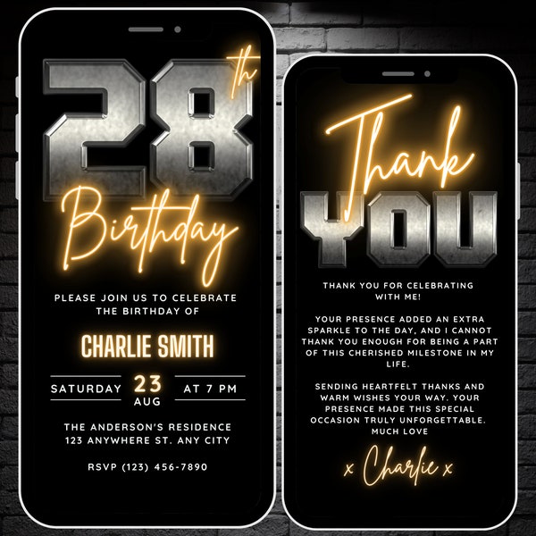 28th Birthday Invitations - Etsy