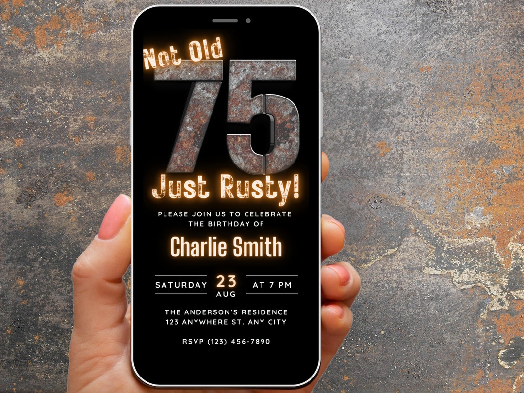 Unique 75th Birthday Invitation Template Not Old Just Rusty - Etsy