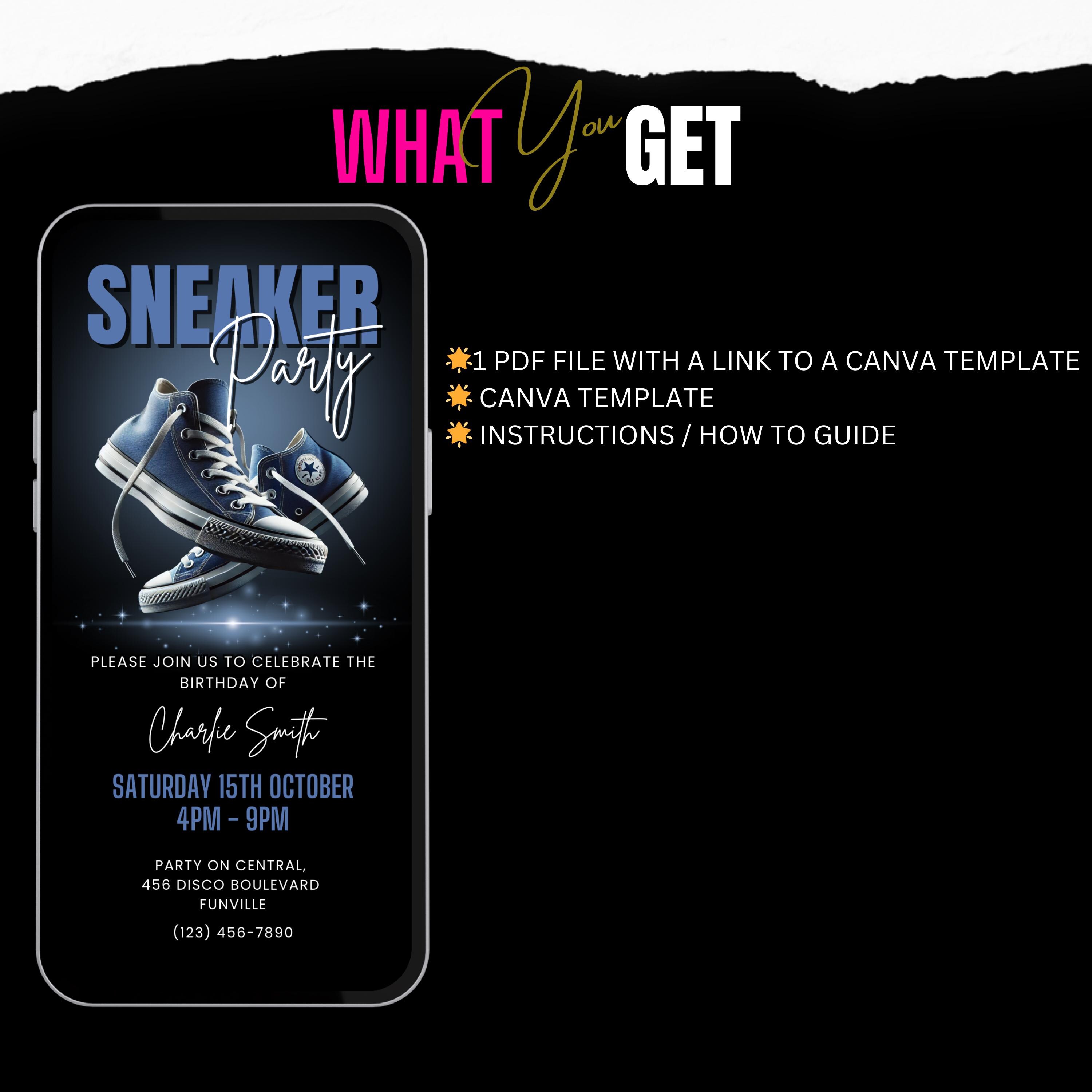 Animated Chucks Sneaker Ball Invite Template, Editable Sneaker Party ...