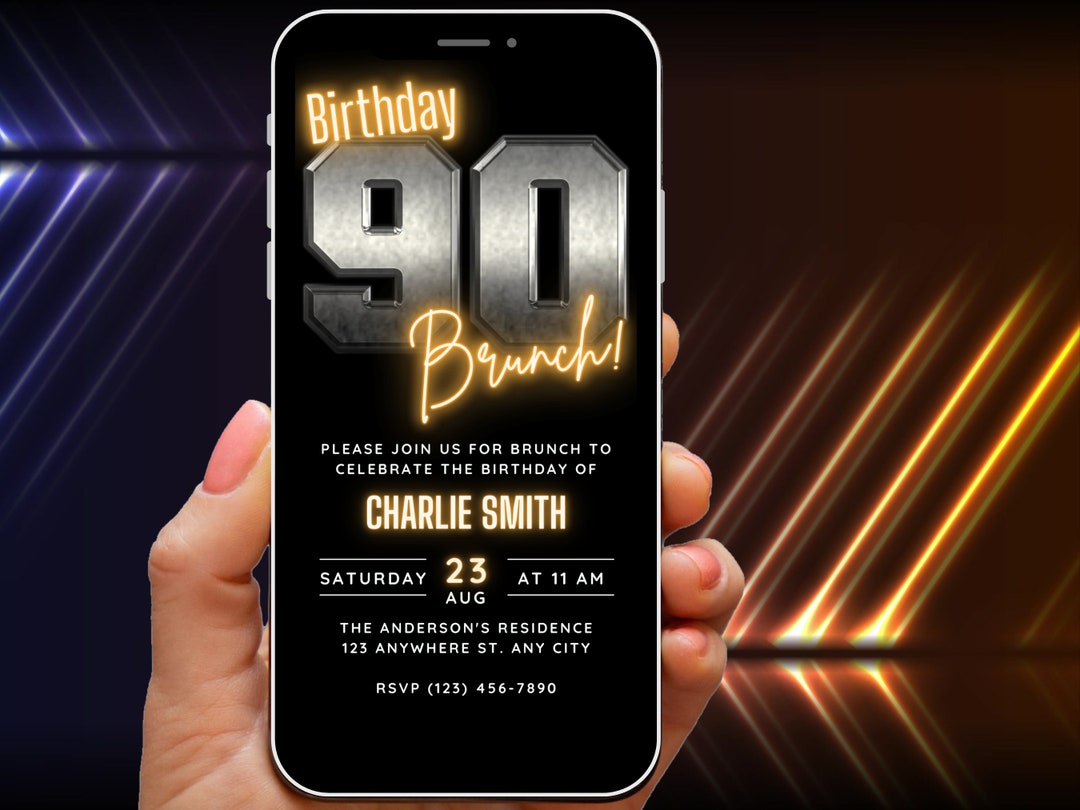 Editable 90th Birthday Brunch Invitation Template for Men - Etsy