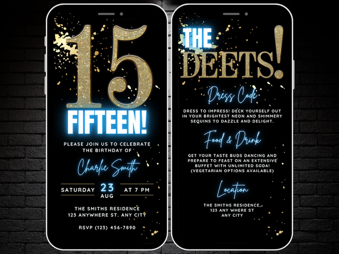 15th Birthday Invitation Itinerary Template, Editable 15 Year Old Bday ...