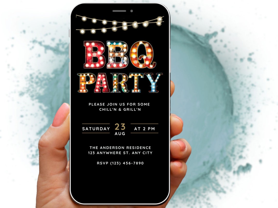 Digital BBQ Party Invitation, Fun Summer BBQ Invite, Electronic ...