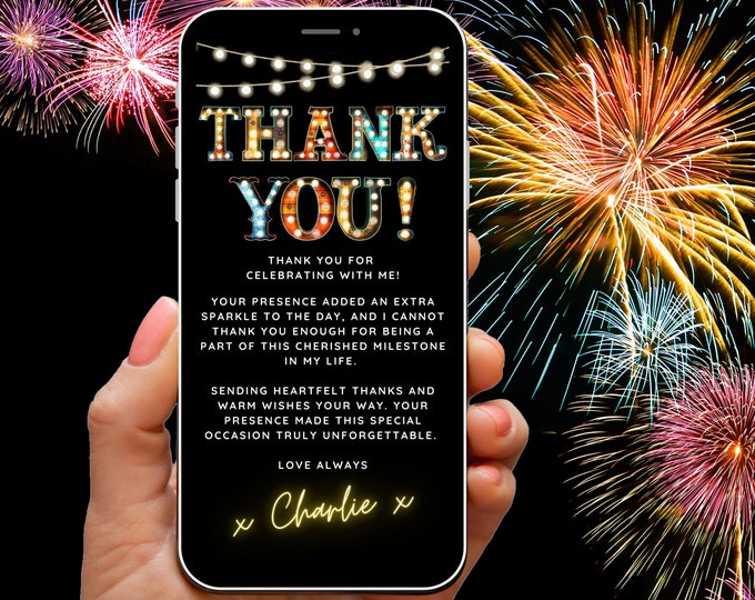 Editable Birthday Thank You Ecard, Digital Thank You Card With Photo ...