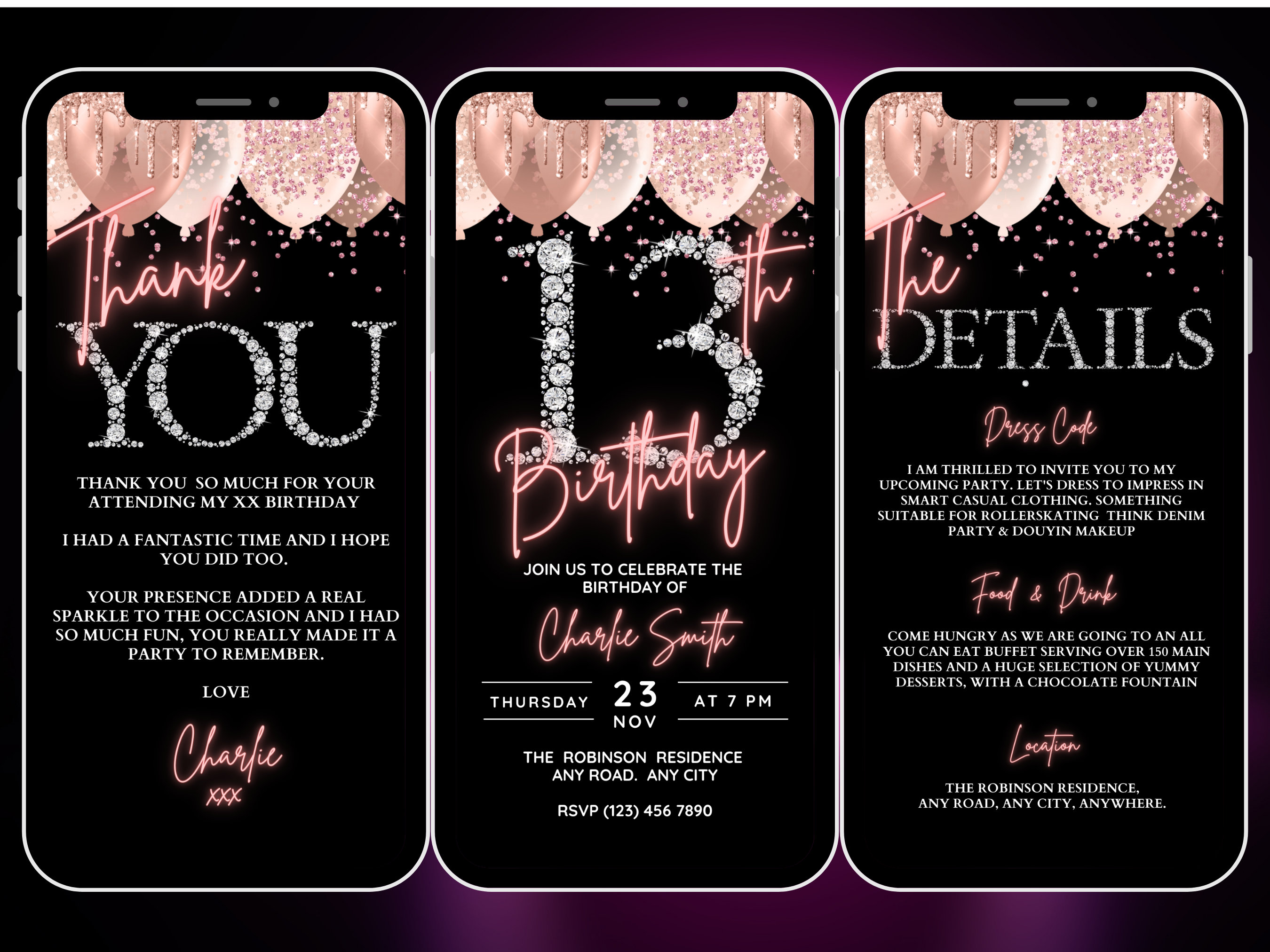 13th Birthday Invite for Girls Digital 13th Birthday Party - Etsy