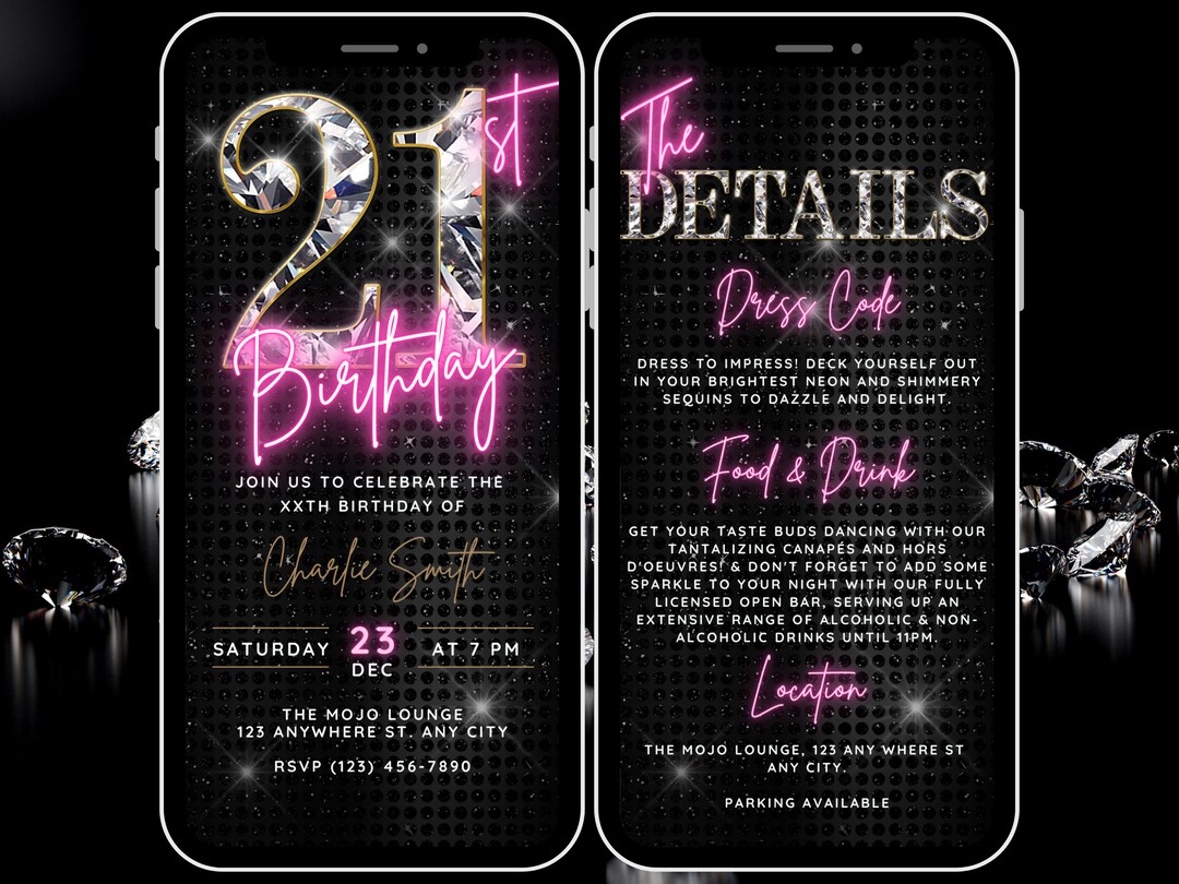 21st Birthday Digital Video Invite for Women, Animated 21st Birthday ...