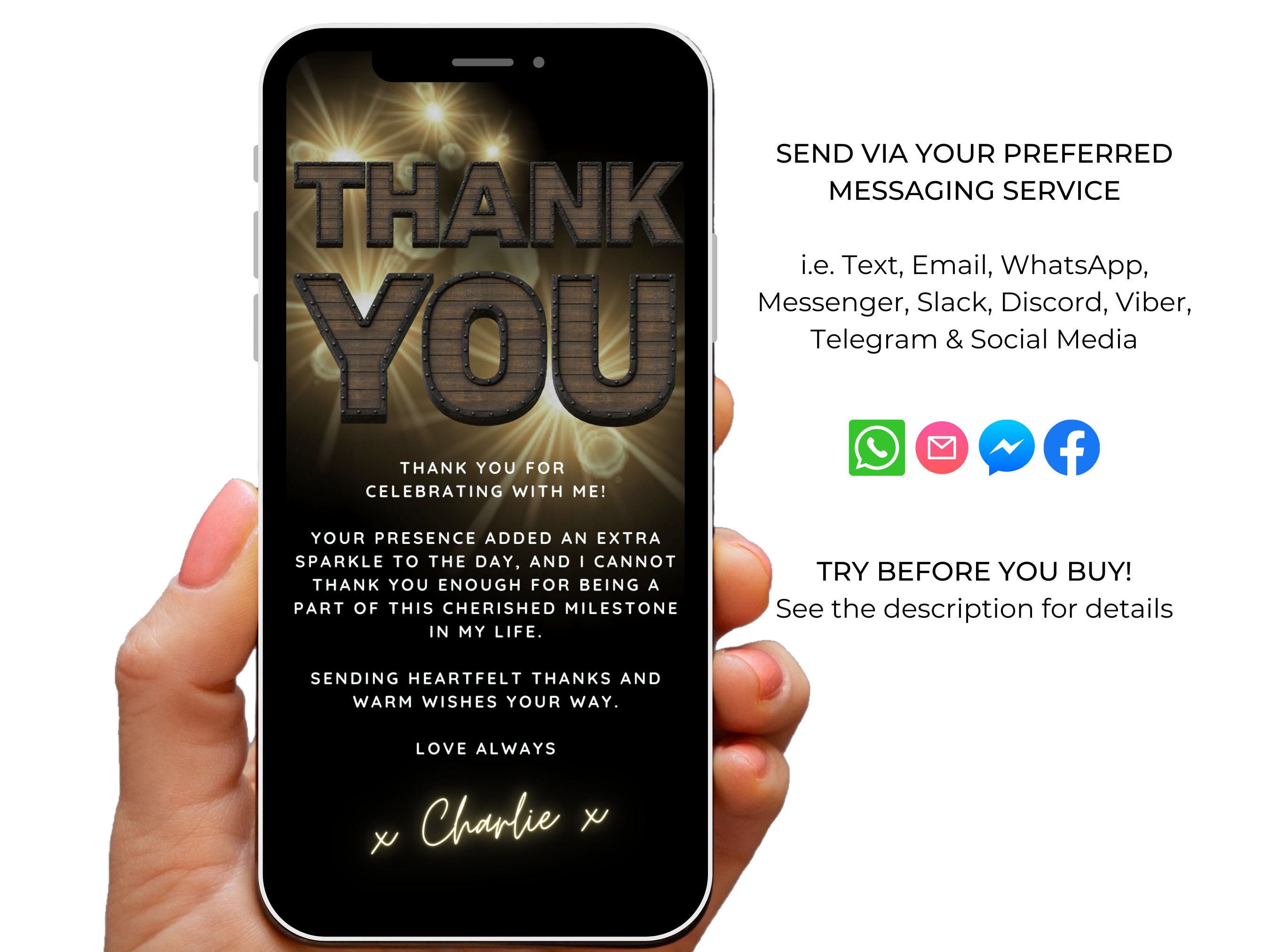 Digital Thank You Card Editable Thank You Ecard Template - Etsy