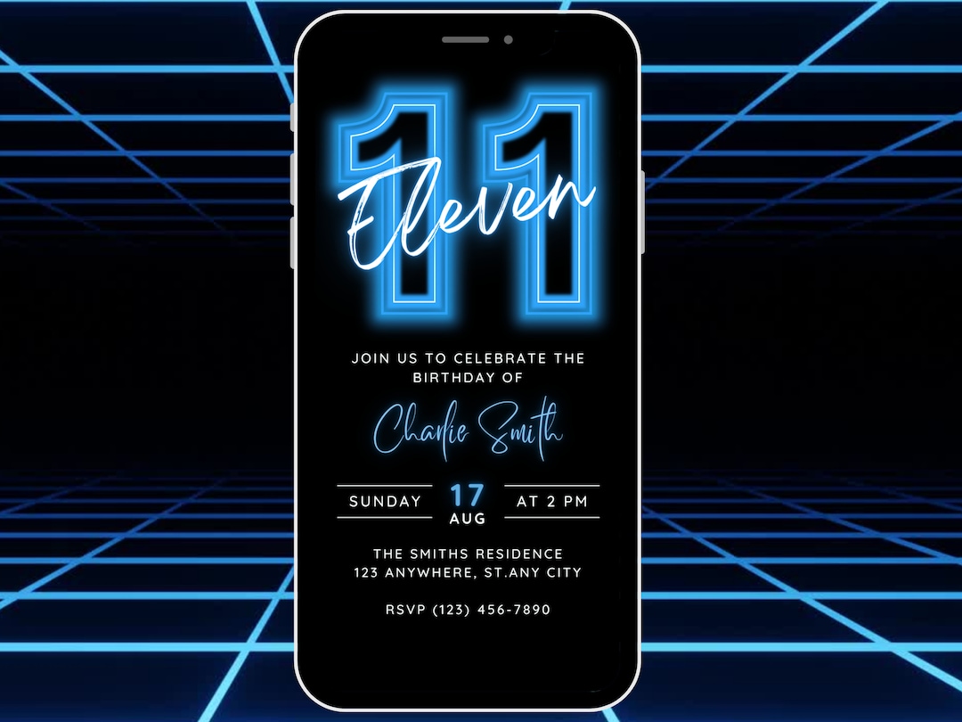 Animated 11th Birthday Invitation Template for Boys, Editable 11th ...