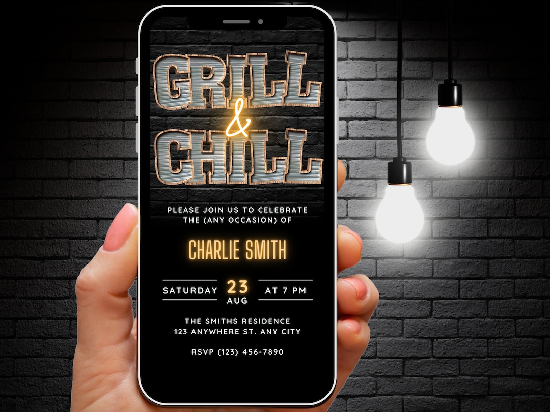 Digital Grill & Chill Backyard BBQ Party Invitation Template, Birthday ...