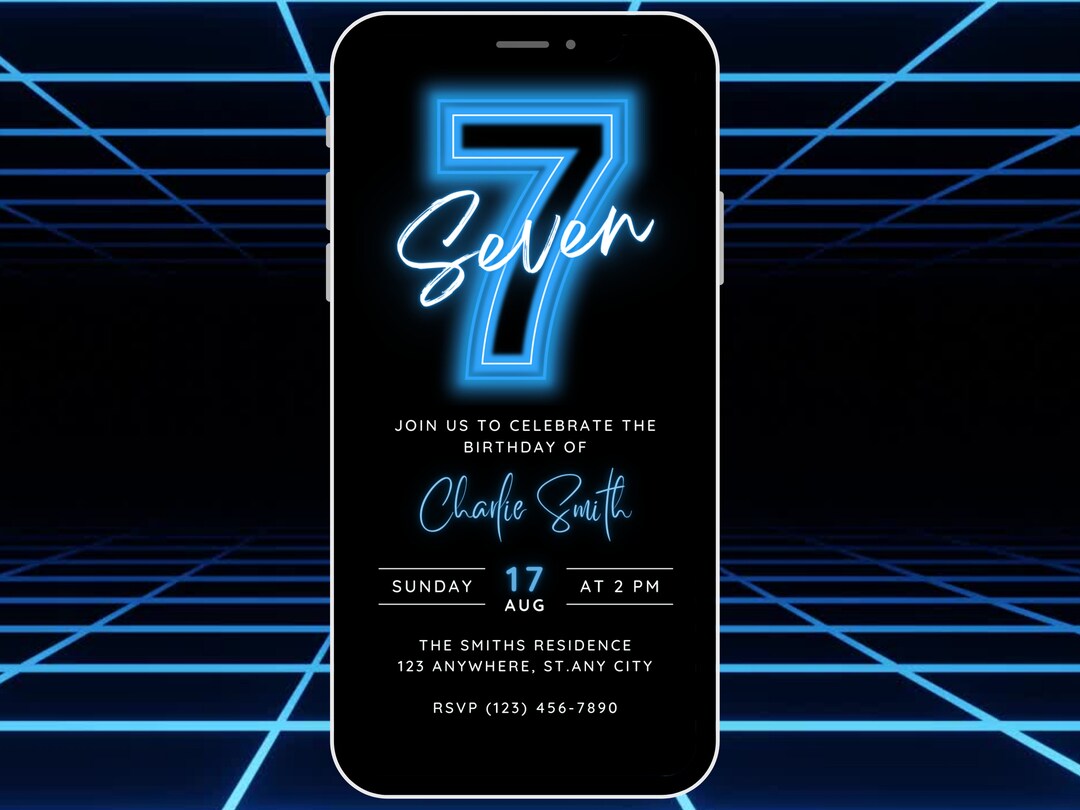 Animated 7th Birthday Invitation Template for Boys, Editable 7th ...