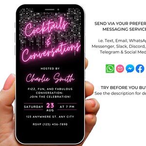 Glam Cocktails and Conversations Ladies Night Out Invitation Digital ...