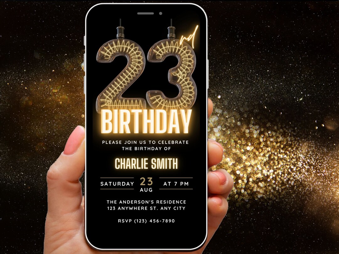 Electronic 23rd Birthday Invitation Man, Digital 23rd Birthday Invite ...