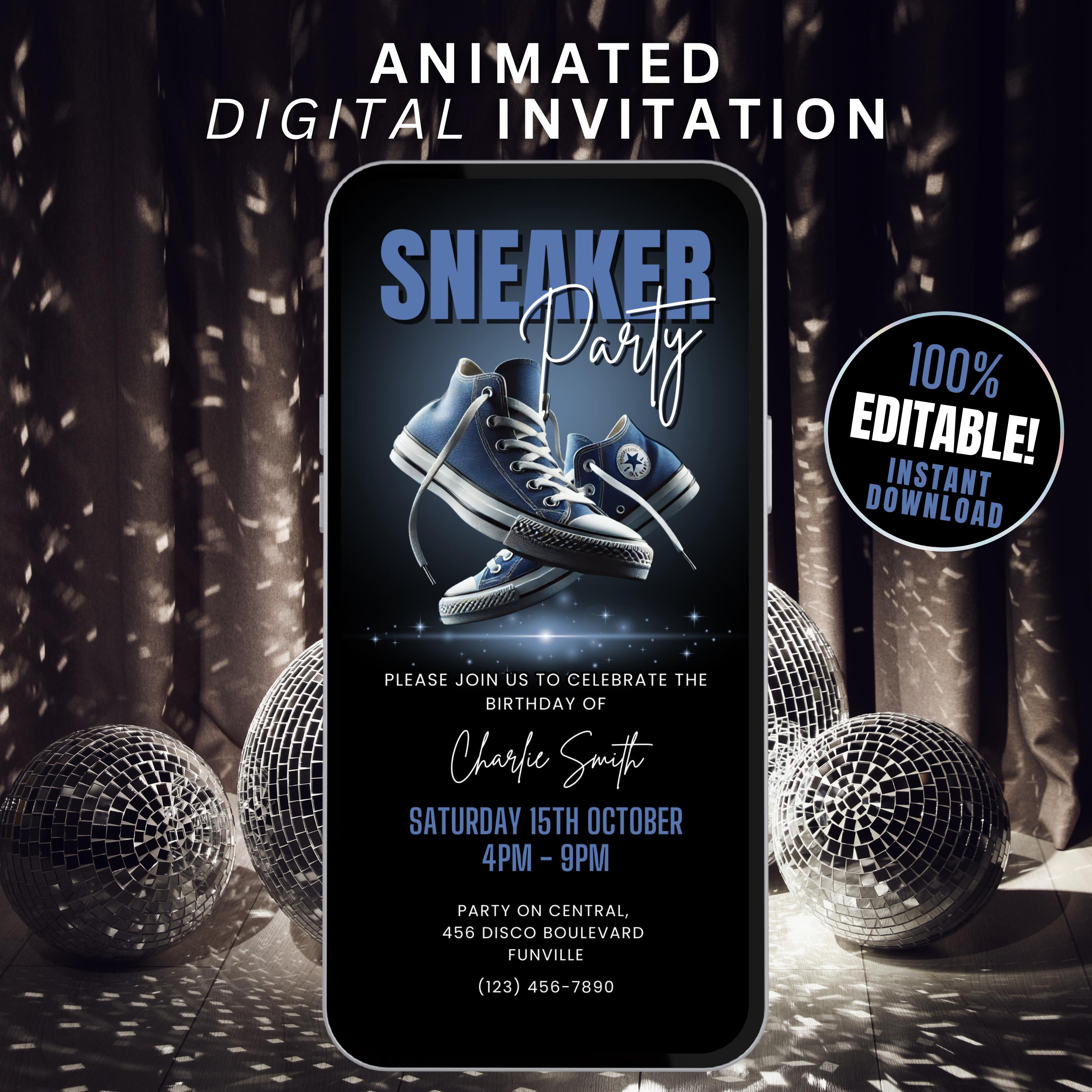 Animated Chucks Sneaker Ball Invite Template, Editable Sneaker Party ...