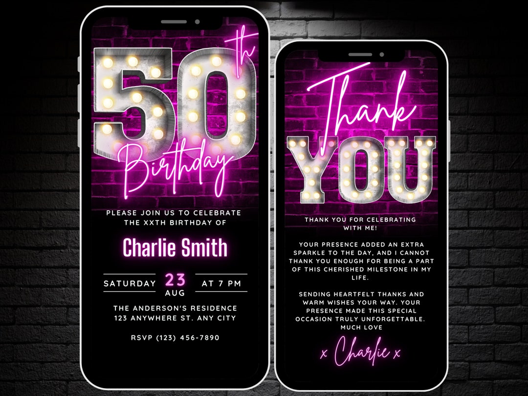 Editable 50th Birthday Invitation for Women Digital Template - Etsy