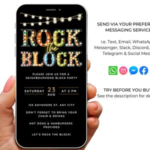 Rock the Block Neighborhood Block Party Invitation Digital Invite ...