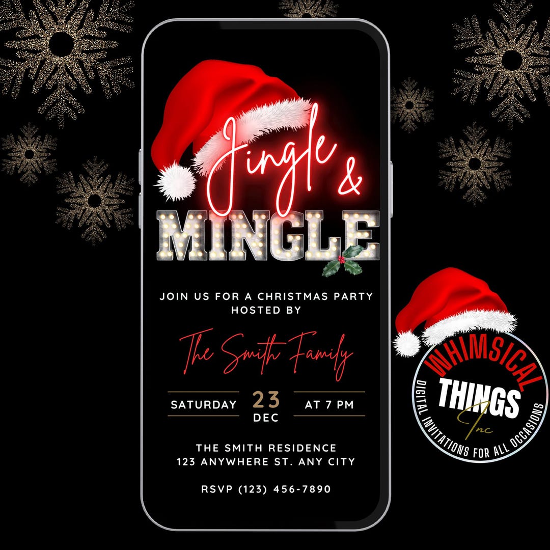 Digital Christmas Party Invitation Template for Mobile Phone Text Email ...