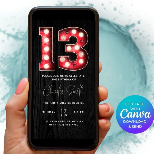 Boys 13th Birthday Party Invitation - Etsy