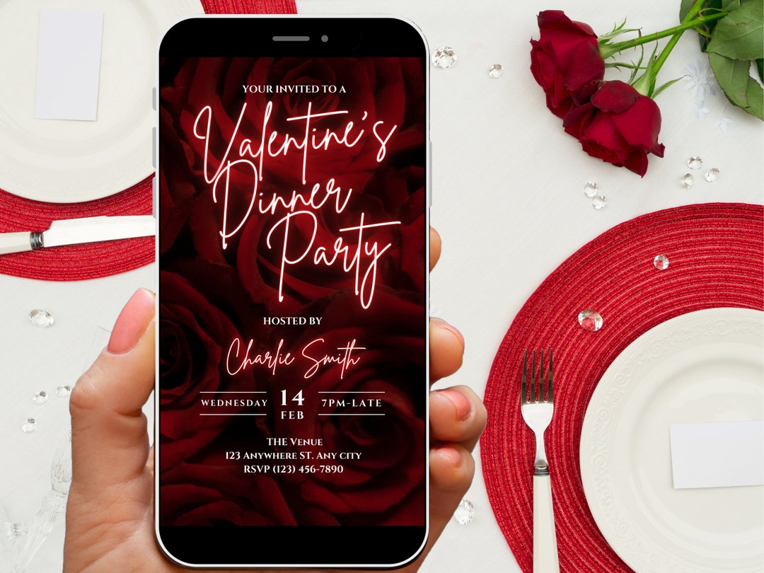 Animated Valentines Day Dinner Party Invitation, Valentines Dinner ...