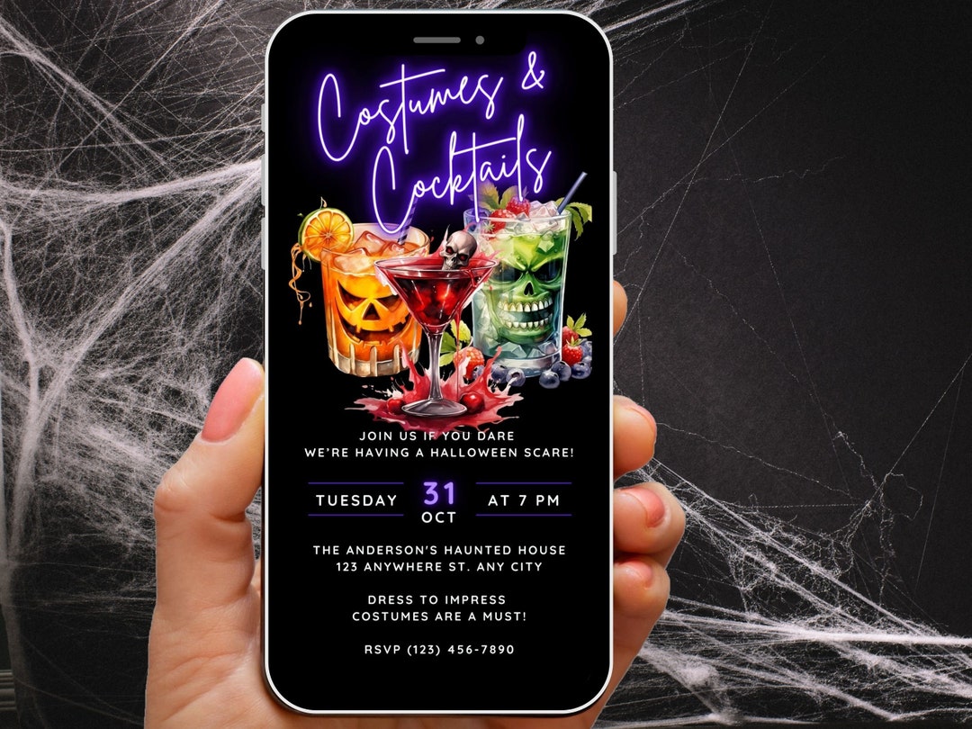 Editable Halloween Costume Party Invitation Costumes and Cocktails ...