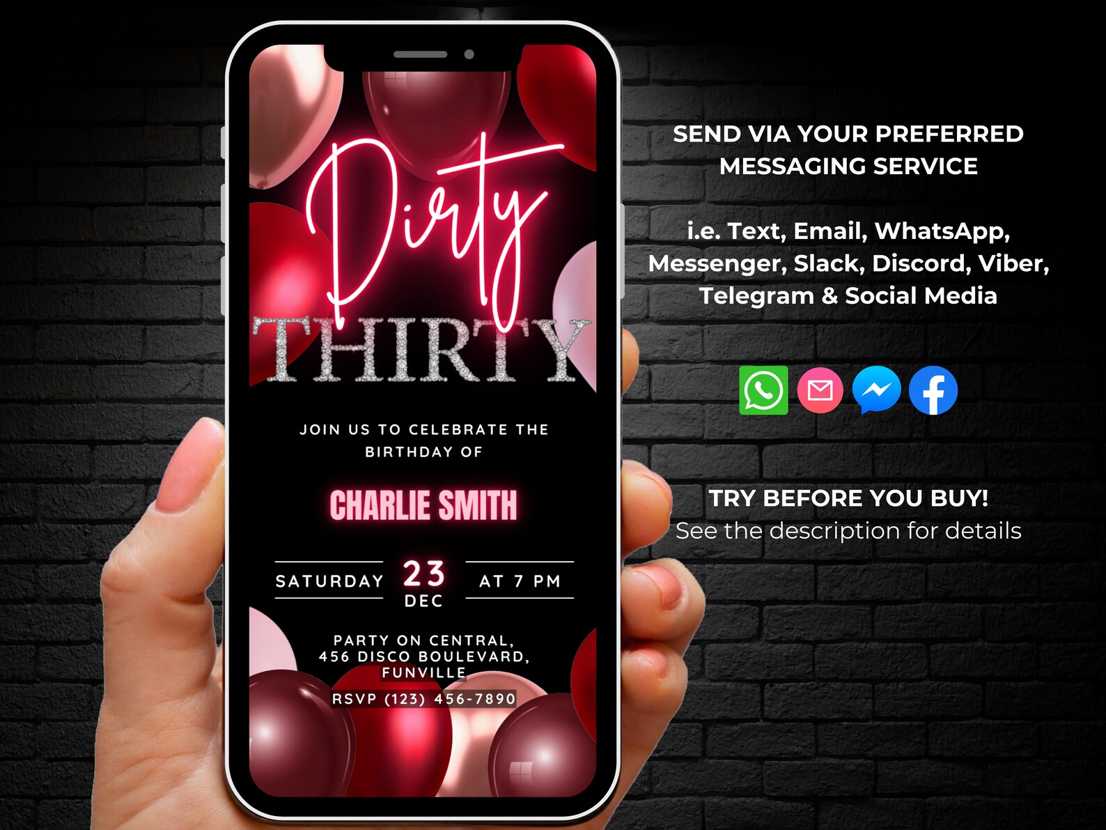 Dirty Thirty Womens 30th Birthday Invitation Template, Self Edit ...