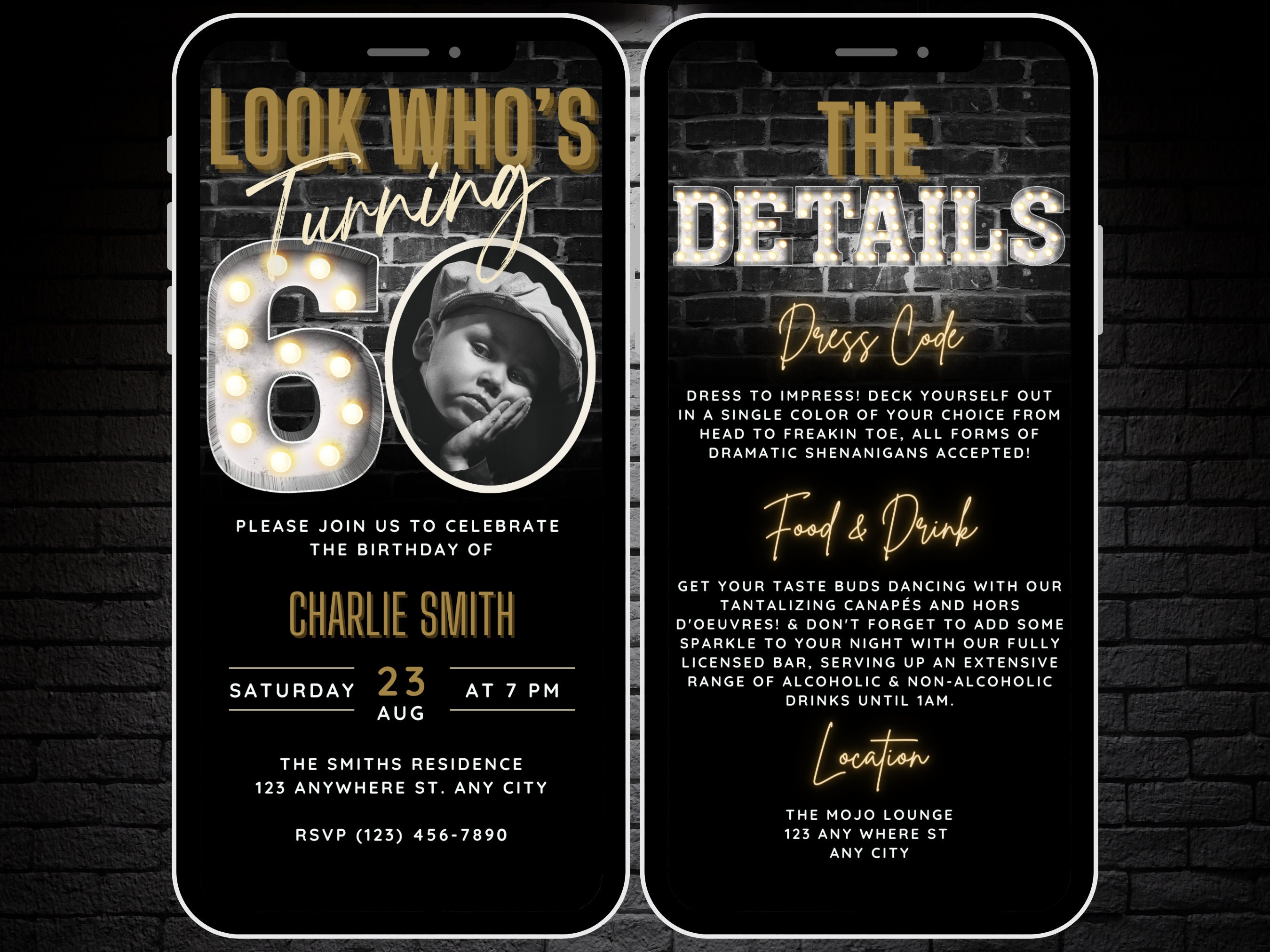 Mens 60th Birthday Invitation With Photo, Look Who's Turning 60 ...
