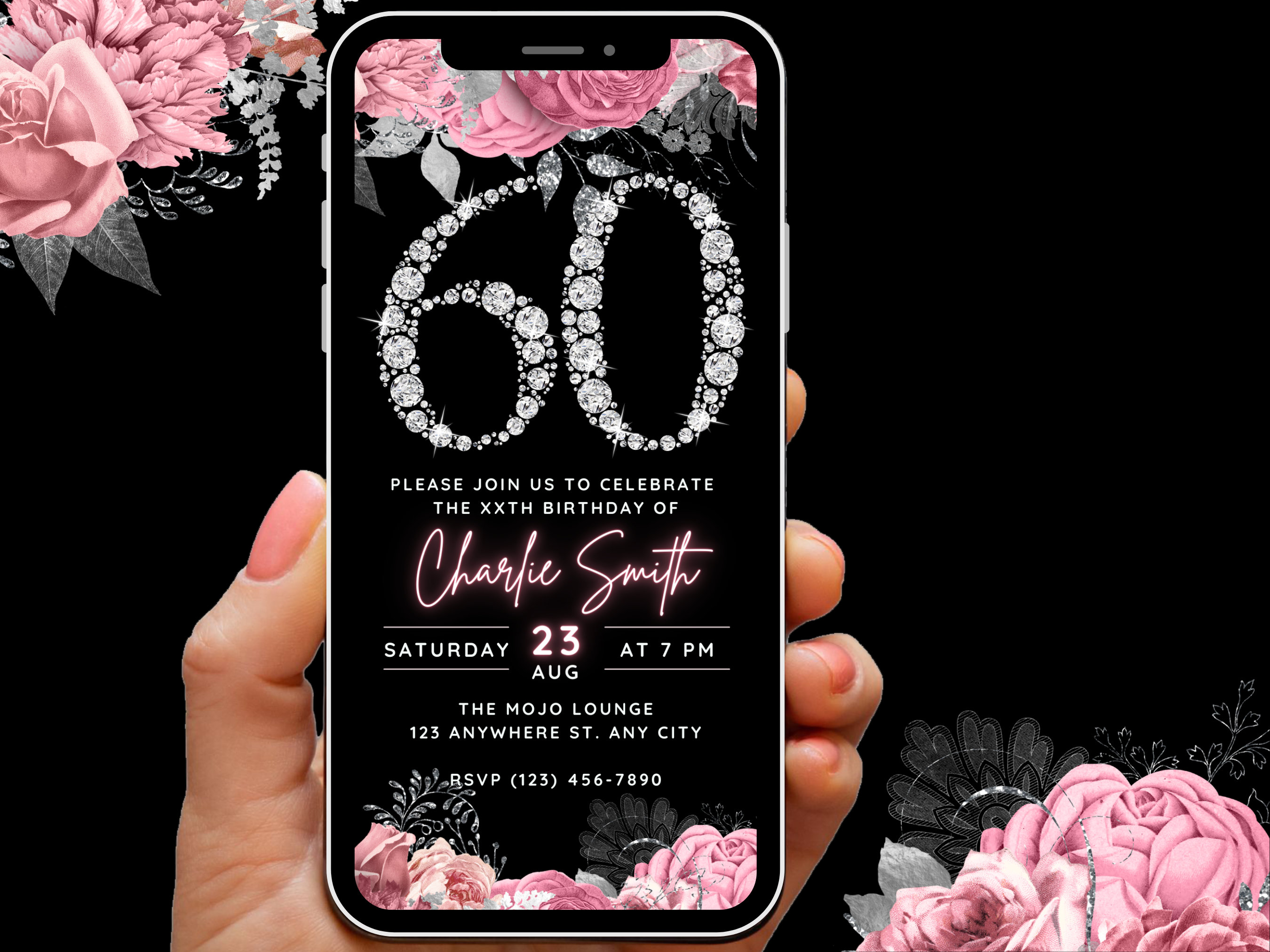 Digital 60th Birthday Invitation for Women 60th Invite for - Etsy