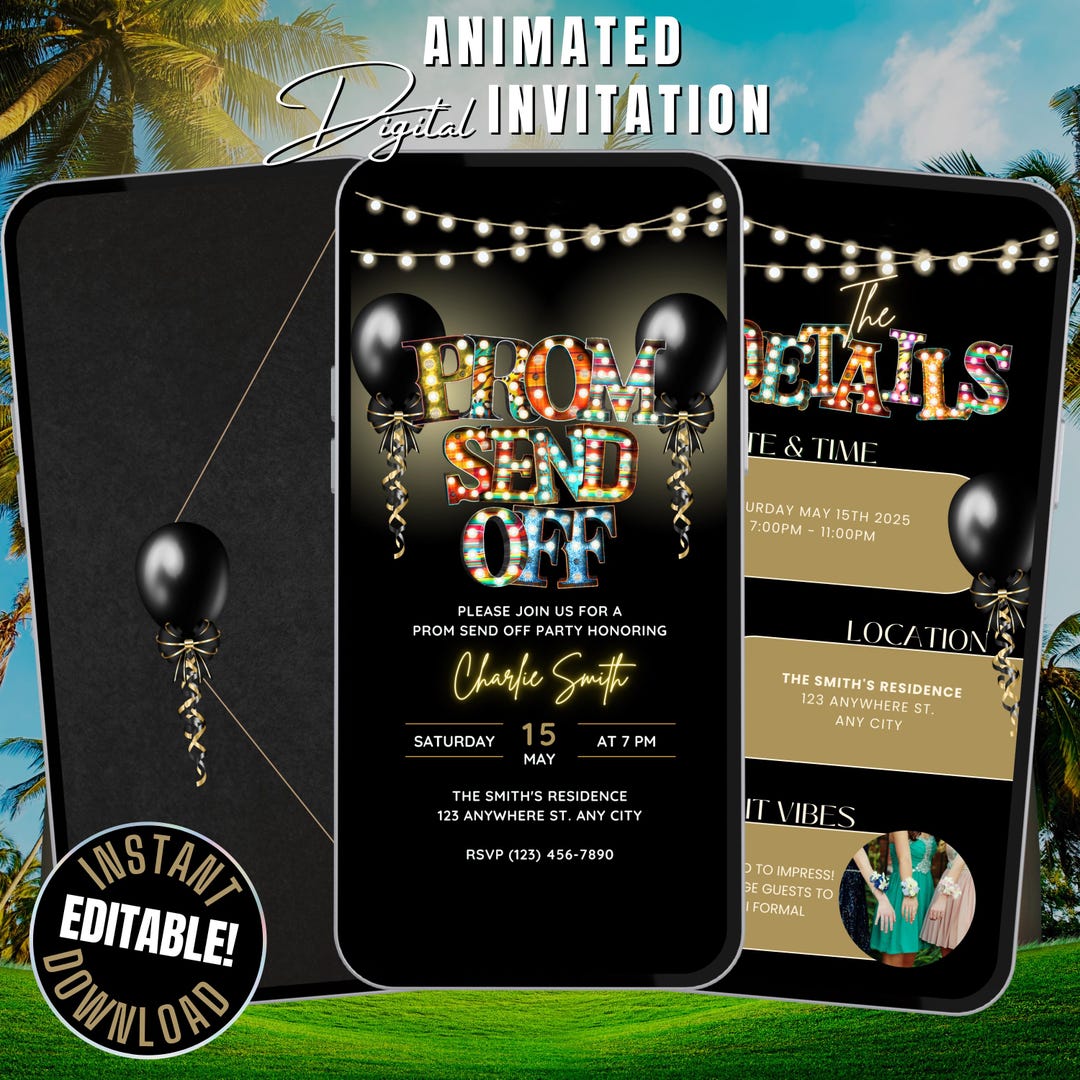 Digital Prom Send off Party Invitation Unique Prom Celebration Flyer ...