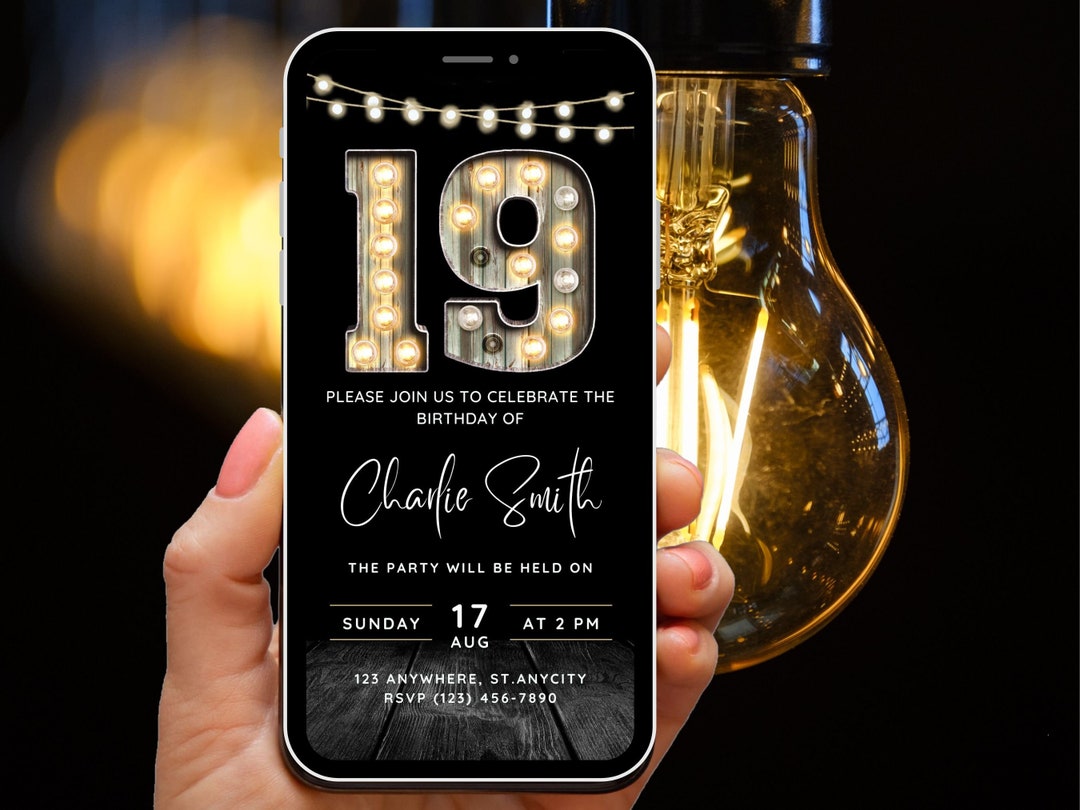 19th Birthday Party Invitation for Boy's, Editable Invitation for ...