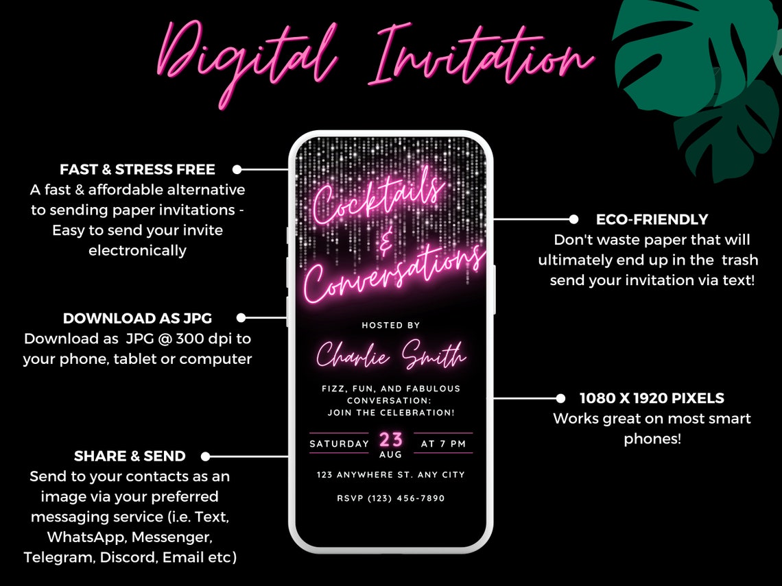 Glam Cocktails and Conversations Ladies Night Out Invitation Digital ...