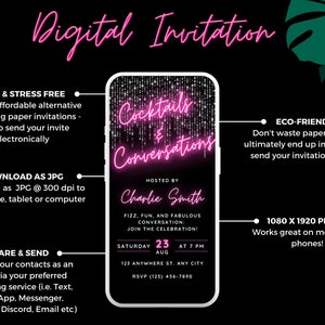 Glam Cocktails and Conversations Ladies Night Out Invitation Digital ...