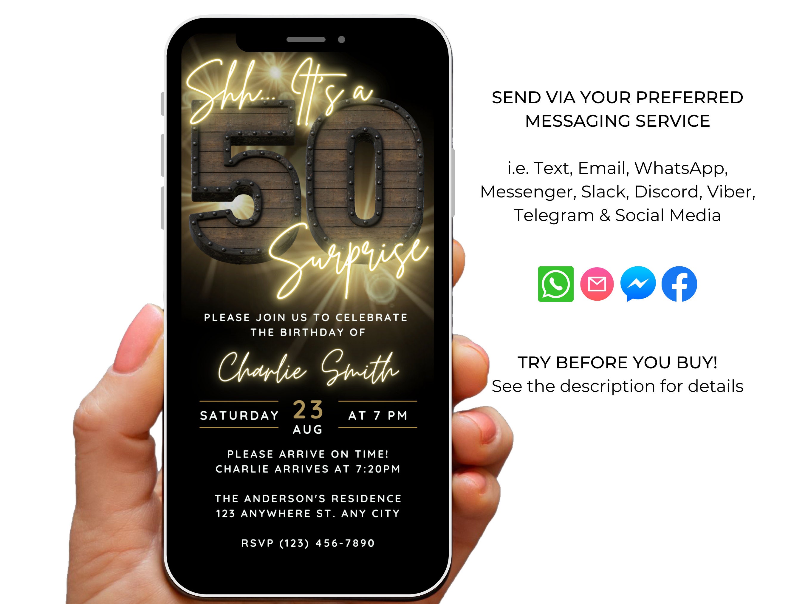 50th Surprise Birthday Invitation for Men Digital Surprise - Etsy