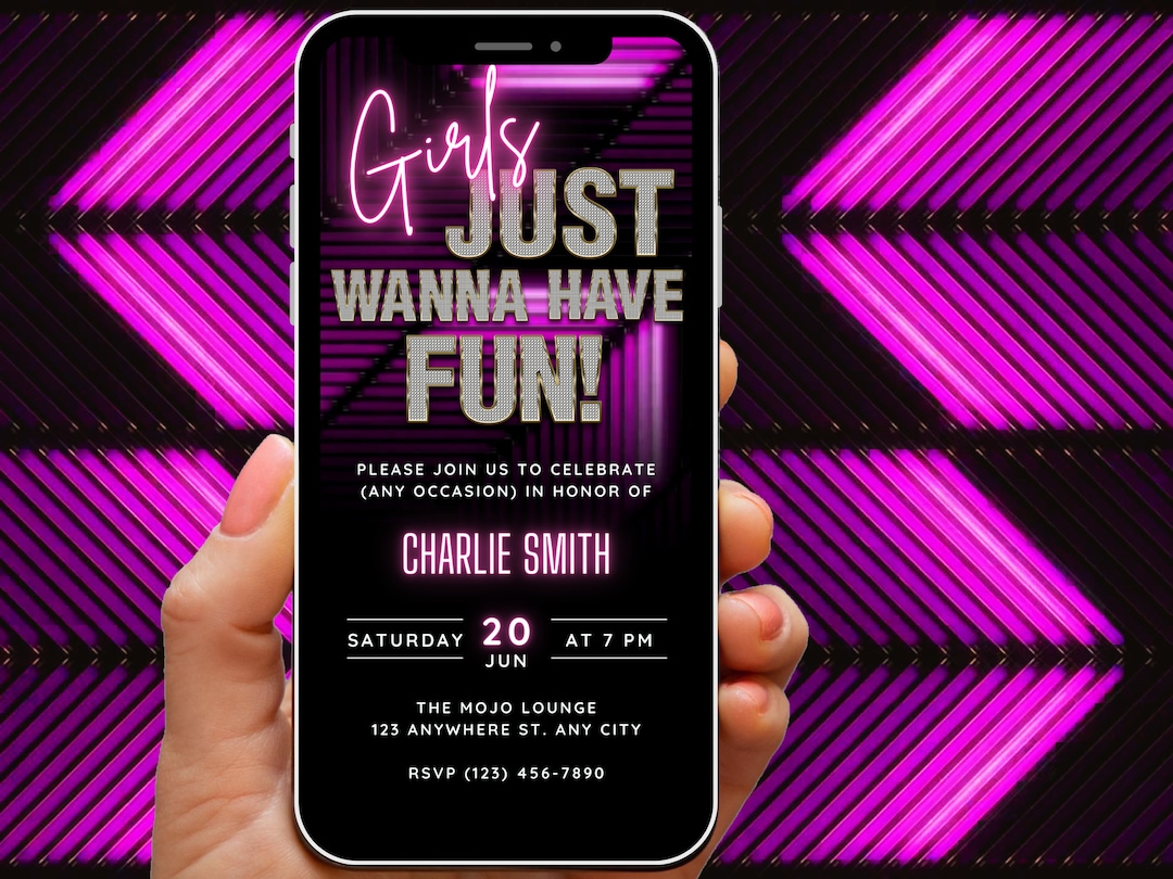 Digital Girls Just Wanna Have Fun Invite, Girls Night Out Invitation ...