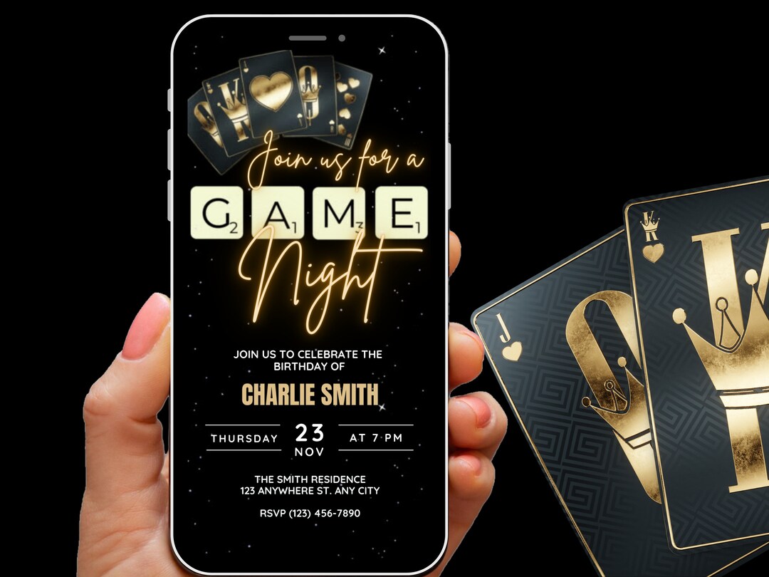 Animated Game Night Invitation for Adults, Family Game Night Party ...