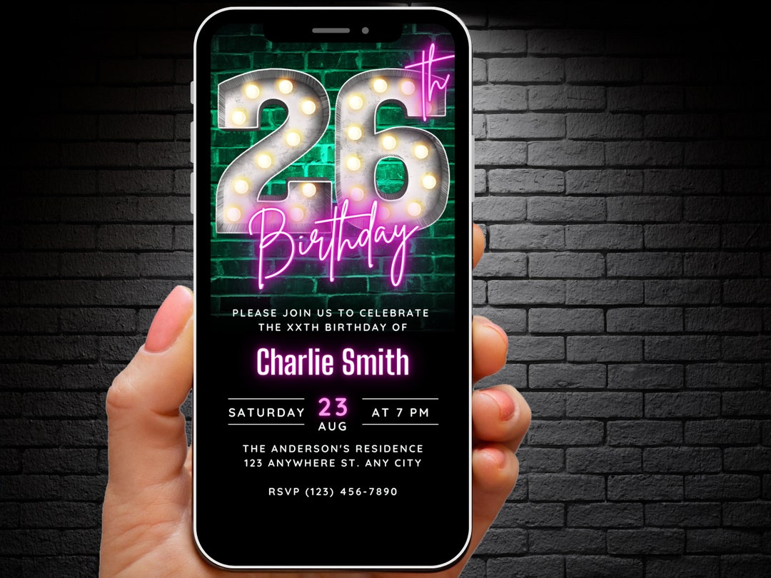 Editable 26th Birthday Invitation for Women Digital Template, Adult ...