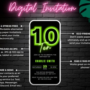Animated 10th Birthday Invitation, 10th Digital Invite for Boy, 10 Yr ...