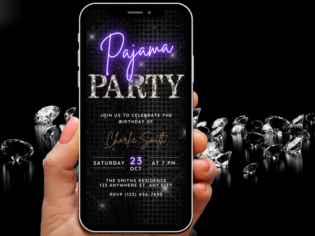 Pajama Party Invitation, Digital Sleepover Slumber Party Birthday ...