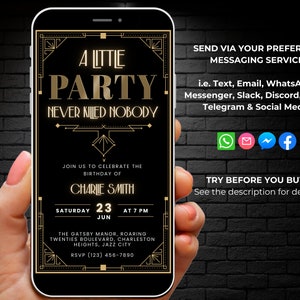 A Little Party Never Killed Nobody Invitation, Gatsby 1920s Themed ...