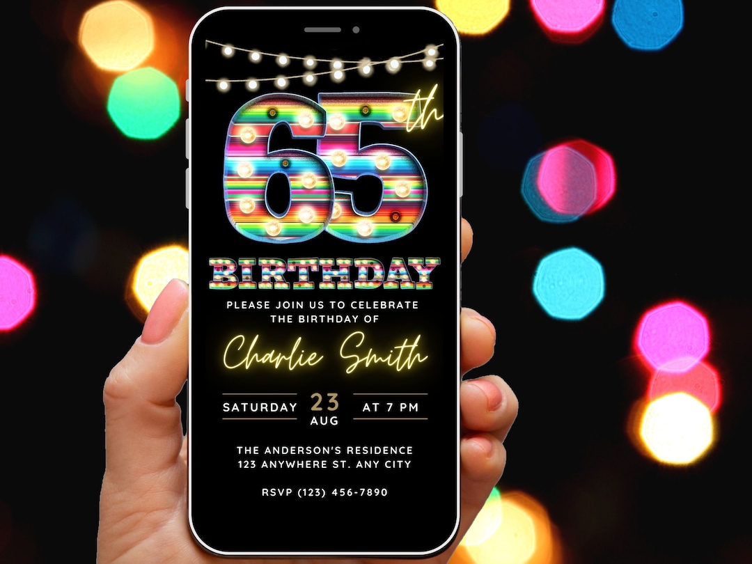 Editable 65th Birthday Invitation Template Digital Invite for Women ...
