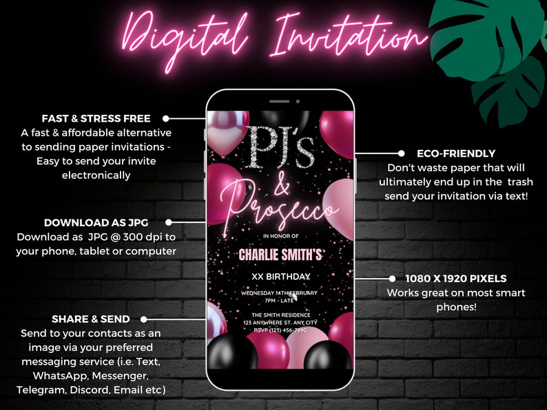 Adult Pjs & Prosecco Party Invitation, Blush Pajama Party Birthday ...