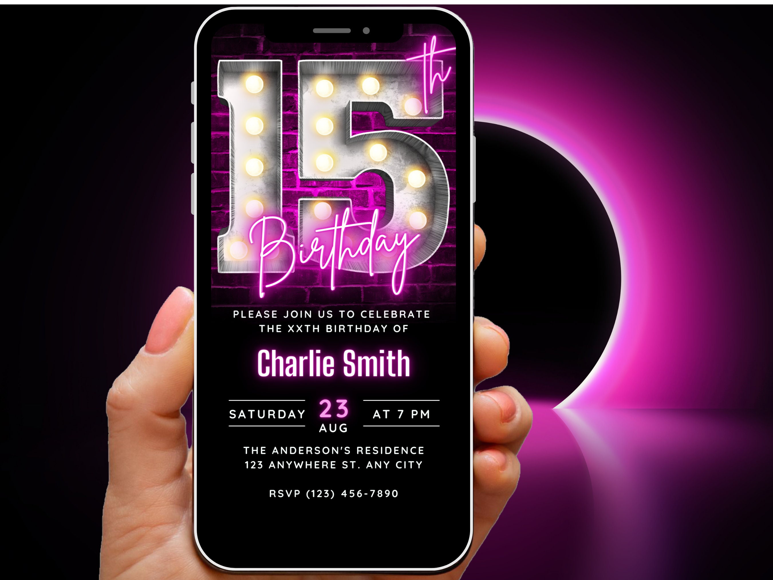 Digital 15th Birthday Invitation for Girls, 15th Birthday Invite ...