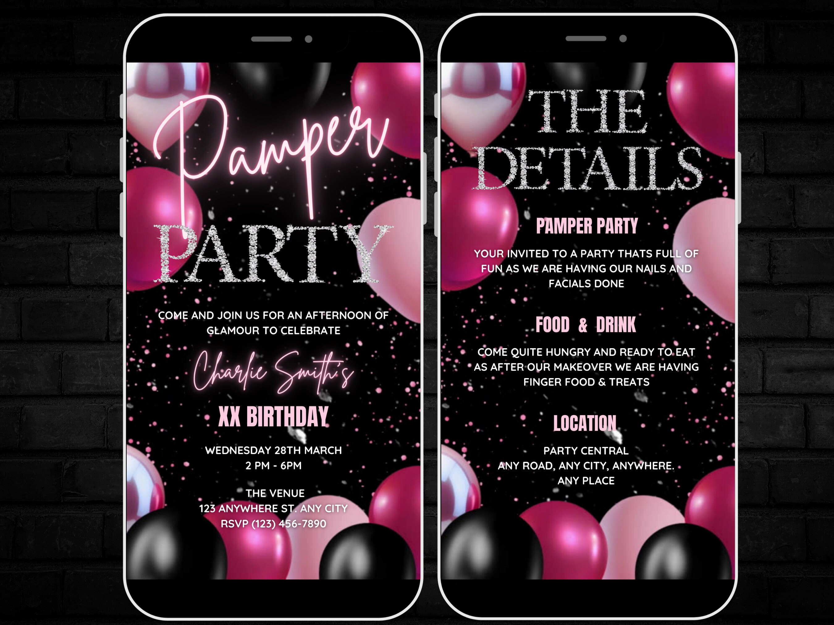 Animated Blush Pamper Party Invitation for Girls, Pink Birthday Pamper ...
