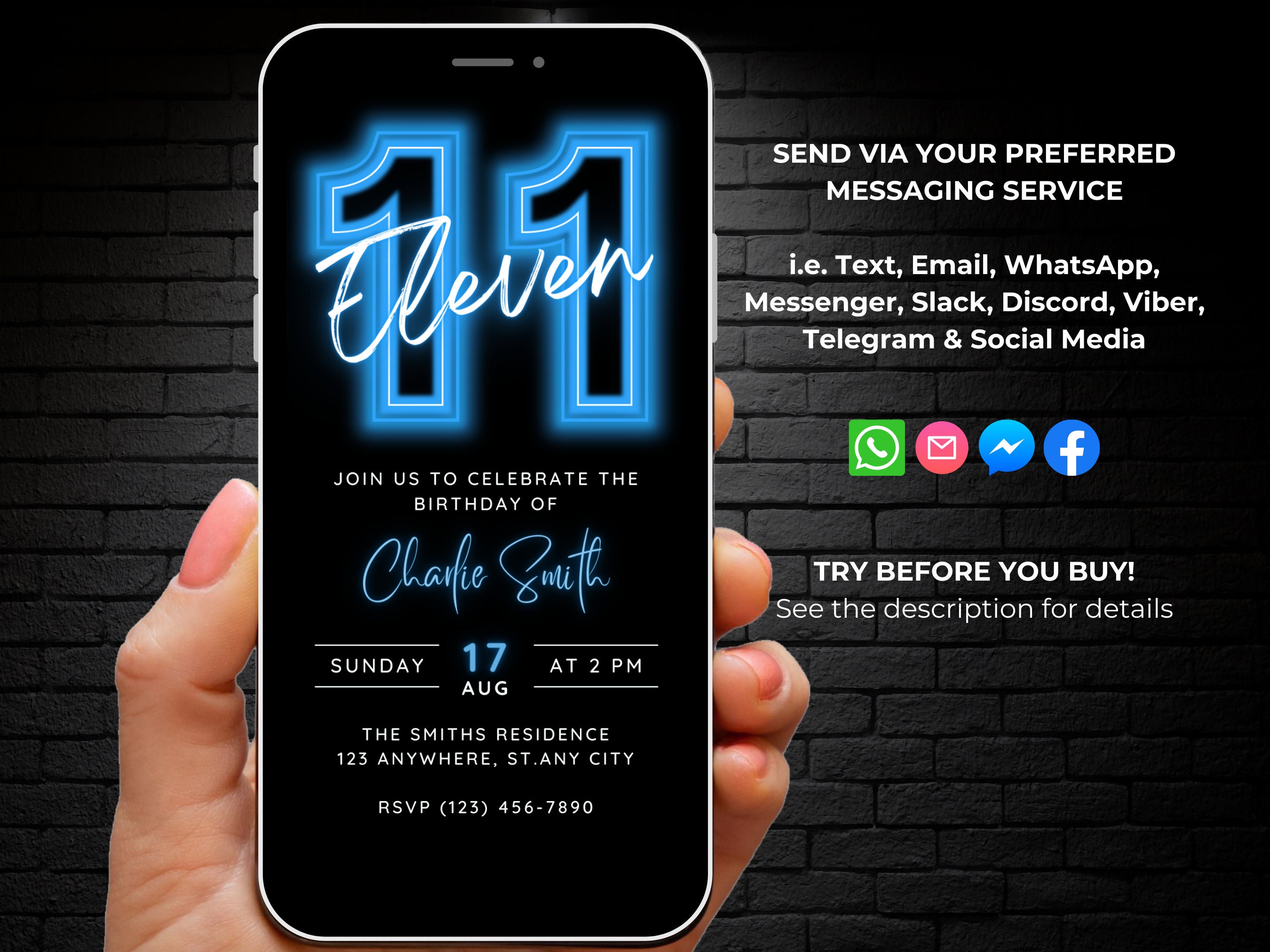 Animated 11th Birthday Invitation Template for Boys 11th - Etsy