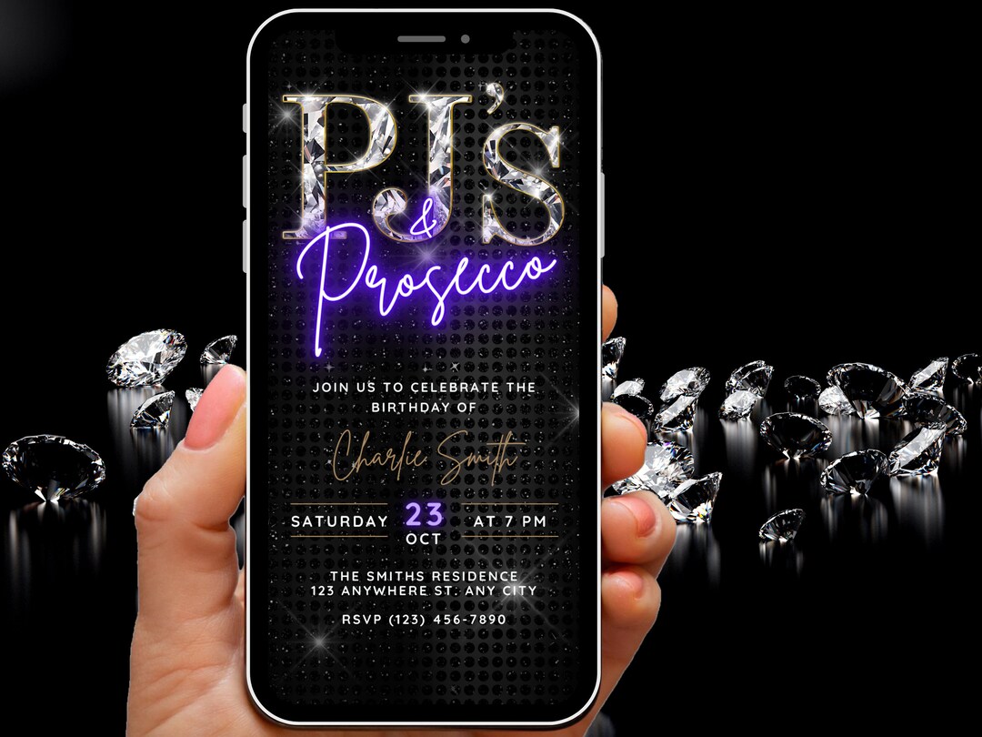 Adult Pjs & Prosecco Party Invitation, Digital Pajama Party Birthday ...