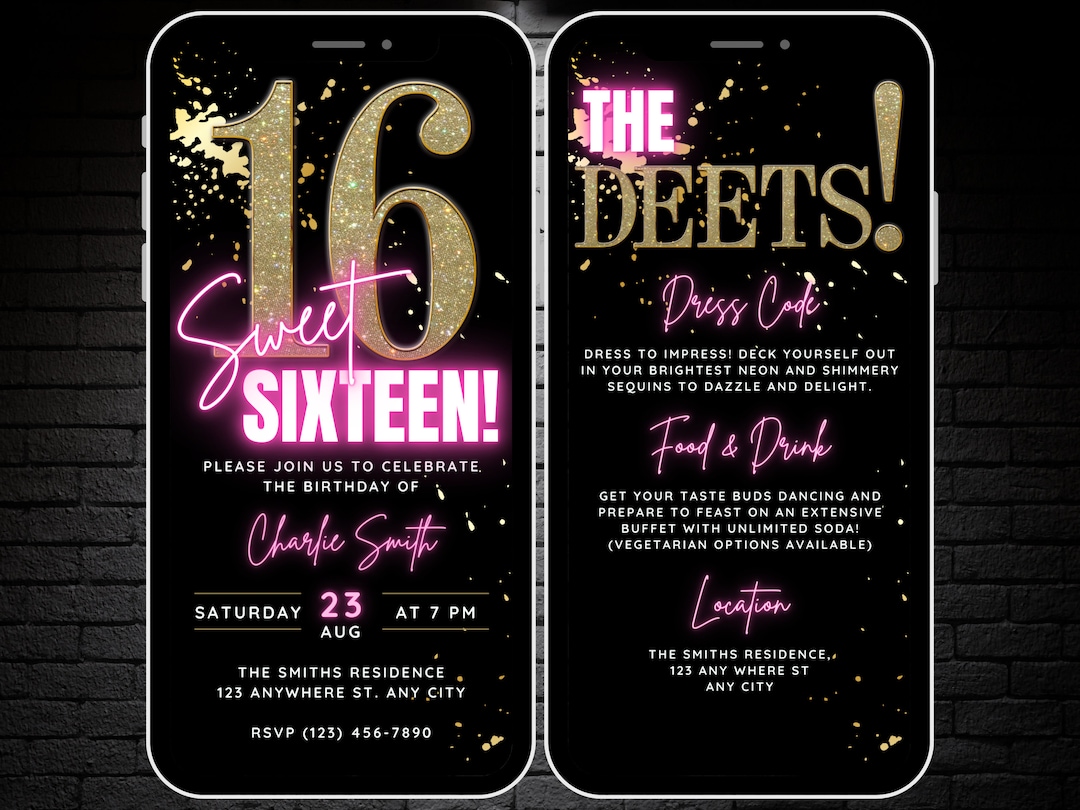 Animated Sweet Sixteen Template With Deets, Teenager 16th Birthday ...